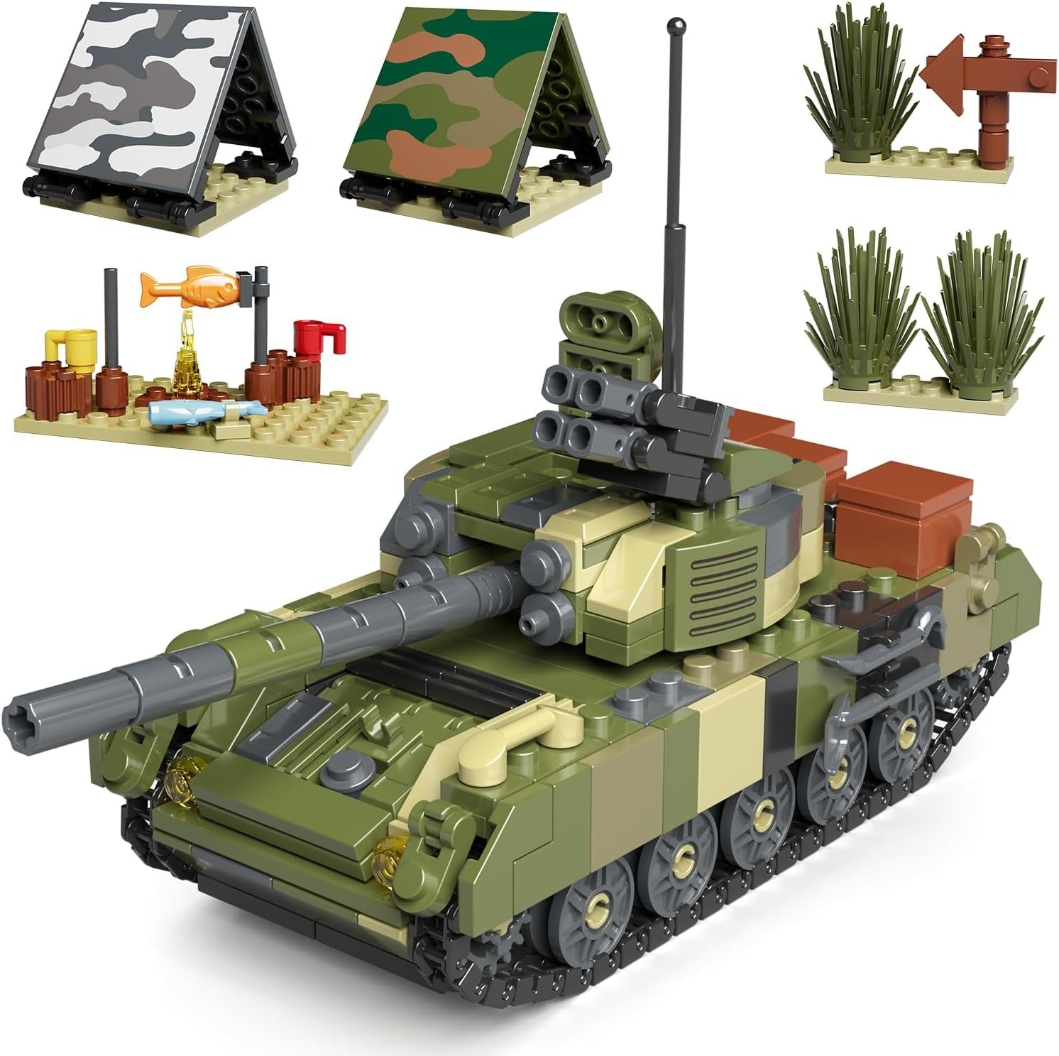 T-72B3 Tank Yapım Seti, 513 Parça, Askeri Model Kit ve Kamp Aksesuarla