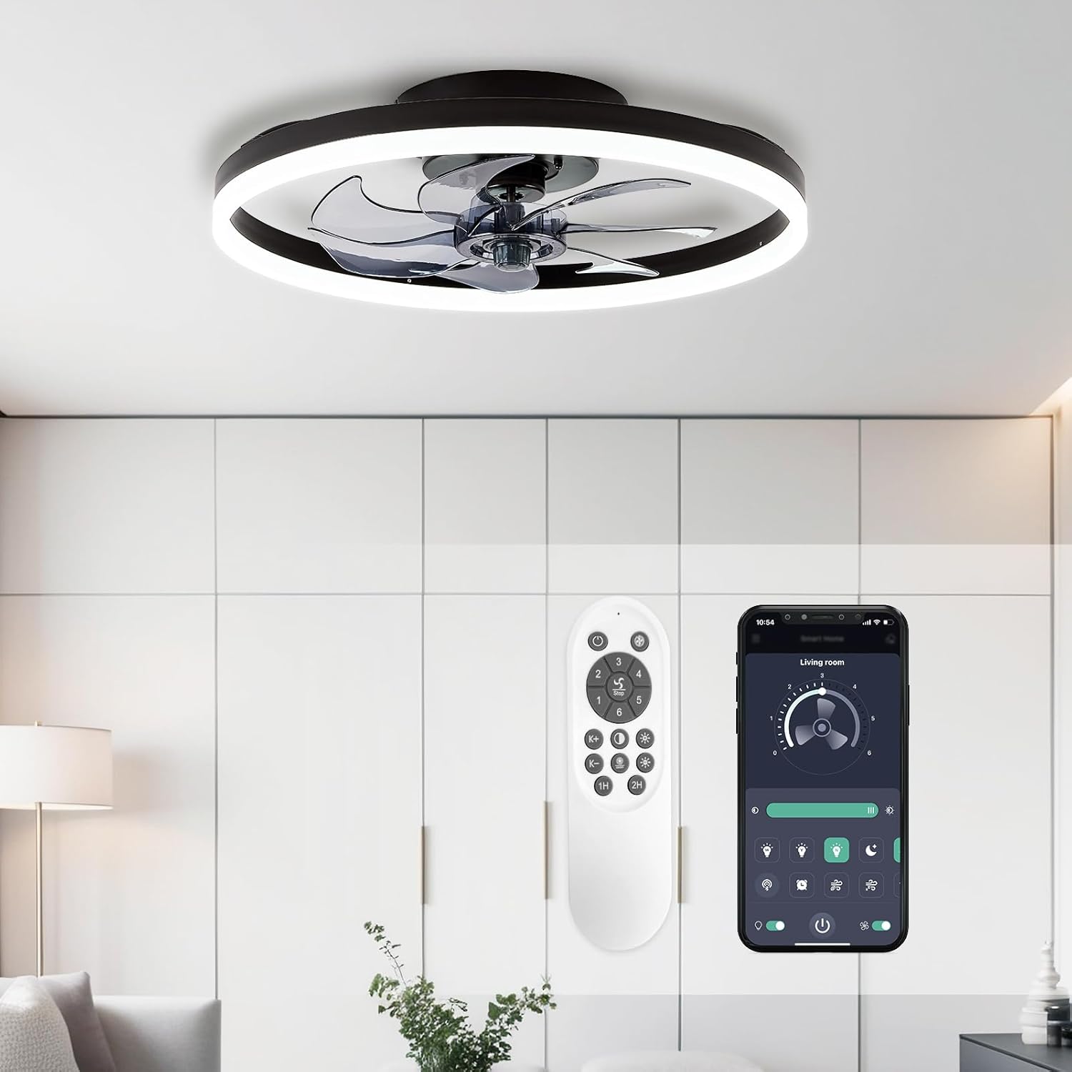 Aydınlatmalı Tavan Vantilatörü 50 cm Modern Lamba Vantilatörlü Düz Tav – HOME LONDON BREEZE